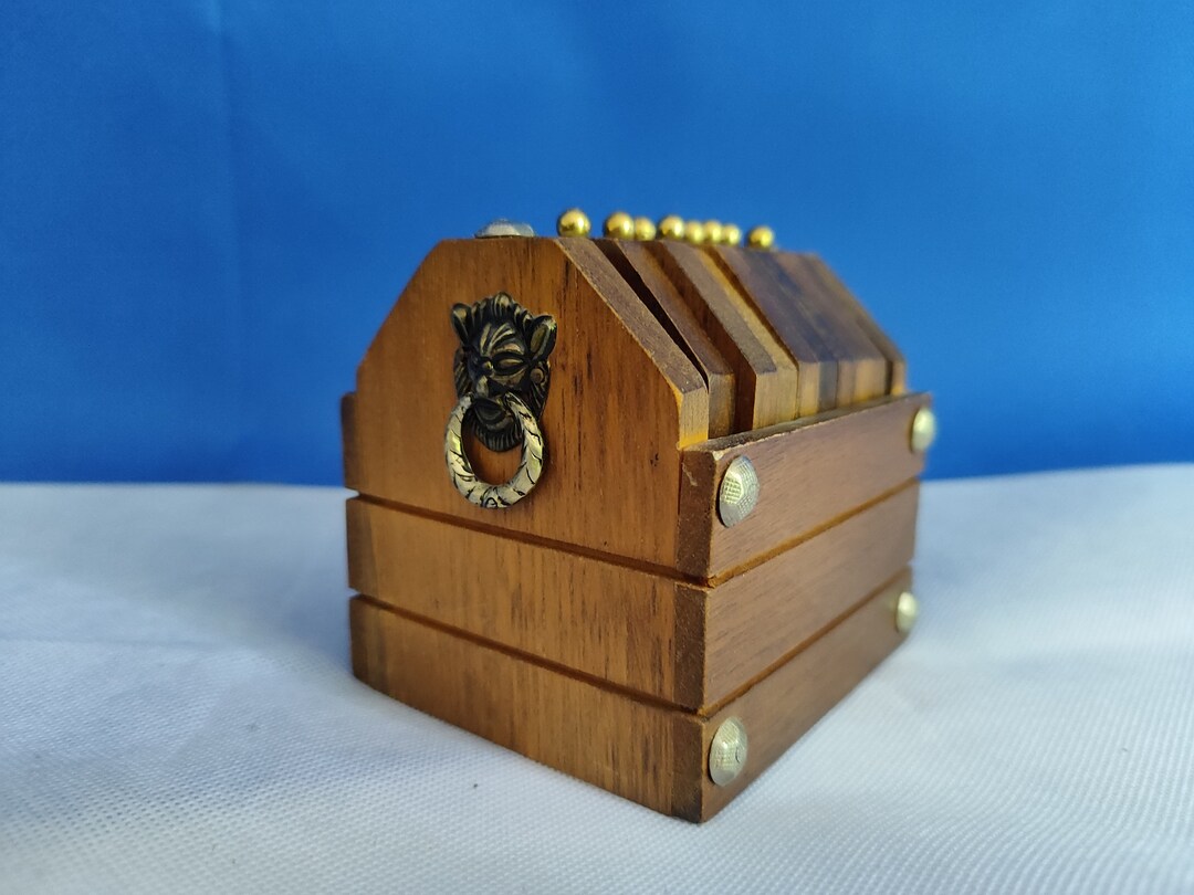 Vintage 1970s Chest Shaped Wooden and Cork Coaster Set (8) - Etsy