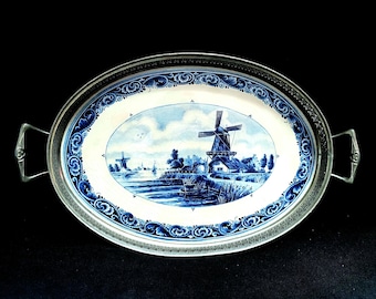 Large Vintage Tin Delft Blue Serving Tray by Westraven Utrecht - Etsy
