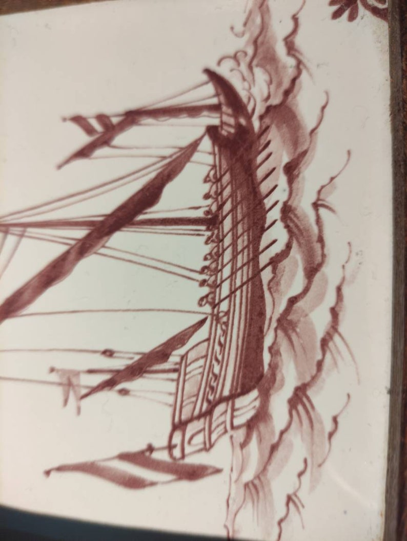 Delft Sepia Painting of Dutch Ship in Wooden Frame - Etsy