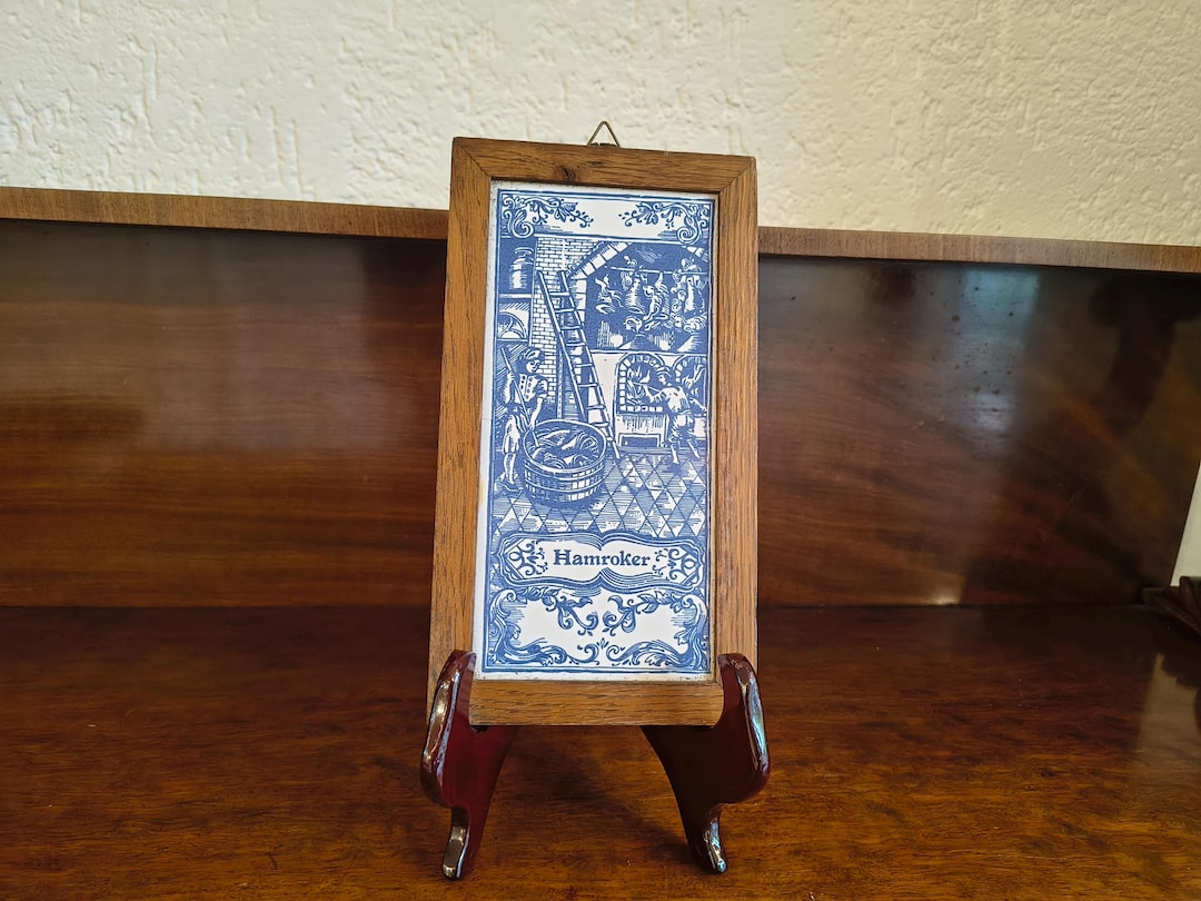 Framed Delft Blue Tile of Ham Smoker by Steegman - Etsy