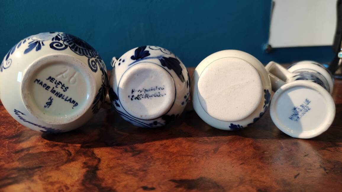 Four Vintage Delft Blue Miniature Pitchers - Etsy