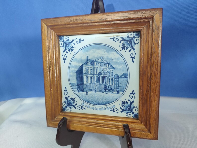 Vintage Framed Delft Blue Tile Depicting Het Schielandshuis in ...
