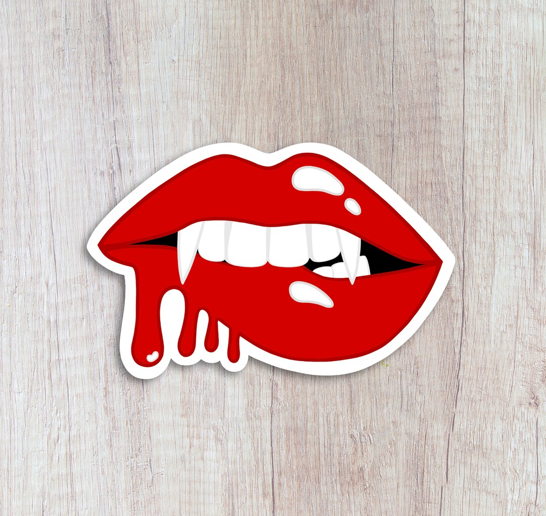 Vampire Lips Sticker, Vinyl Sticker for Water Bottle, Laptop, Mirror or ...