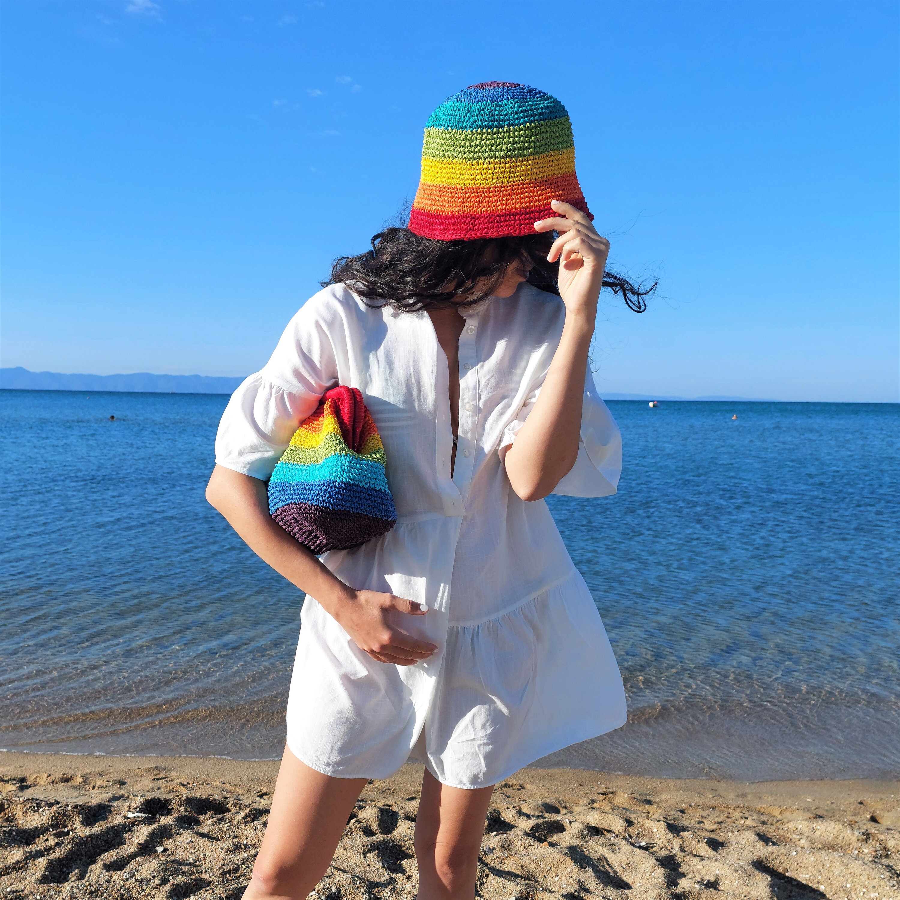Rainbow Pride Bucket Hat, Summer Beach Raffia Straw Hat - Etsy