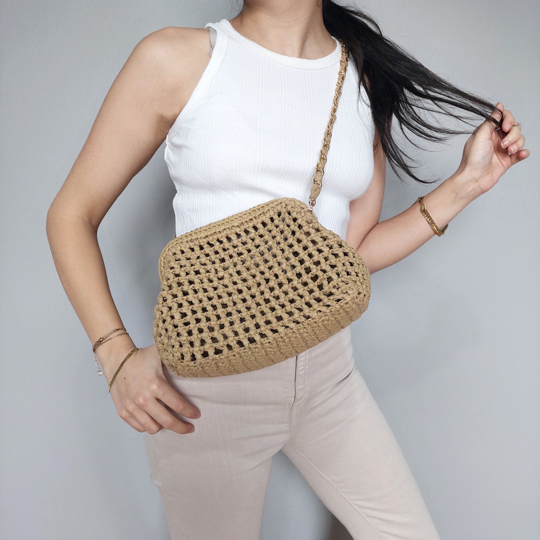 Mesh Straw Summer Bag, Mesh Raffia Woven Bag, Mesh Straw Raffia ...