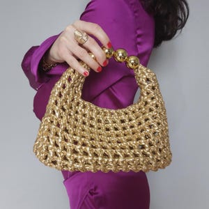 GOLD Wedding Bag, Mesh Gold Evening Bag, Gold Wedding Guest Bag, Gold ...