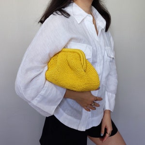 Yellow Straw Summer Pouch Bag, Yellow Straw Raffia Bag, Yellow Pouch ...