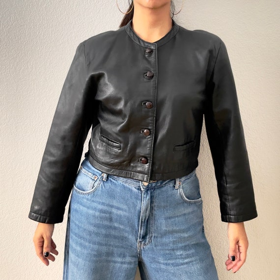 Vintage Black Leather Jacket - Etsy