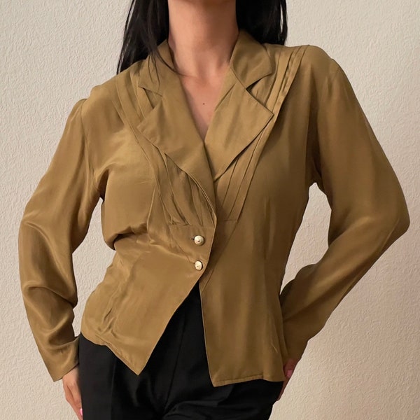 Tan Silk Blouse - Etsy