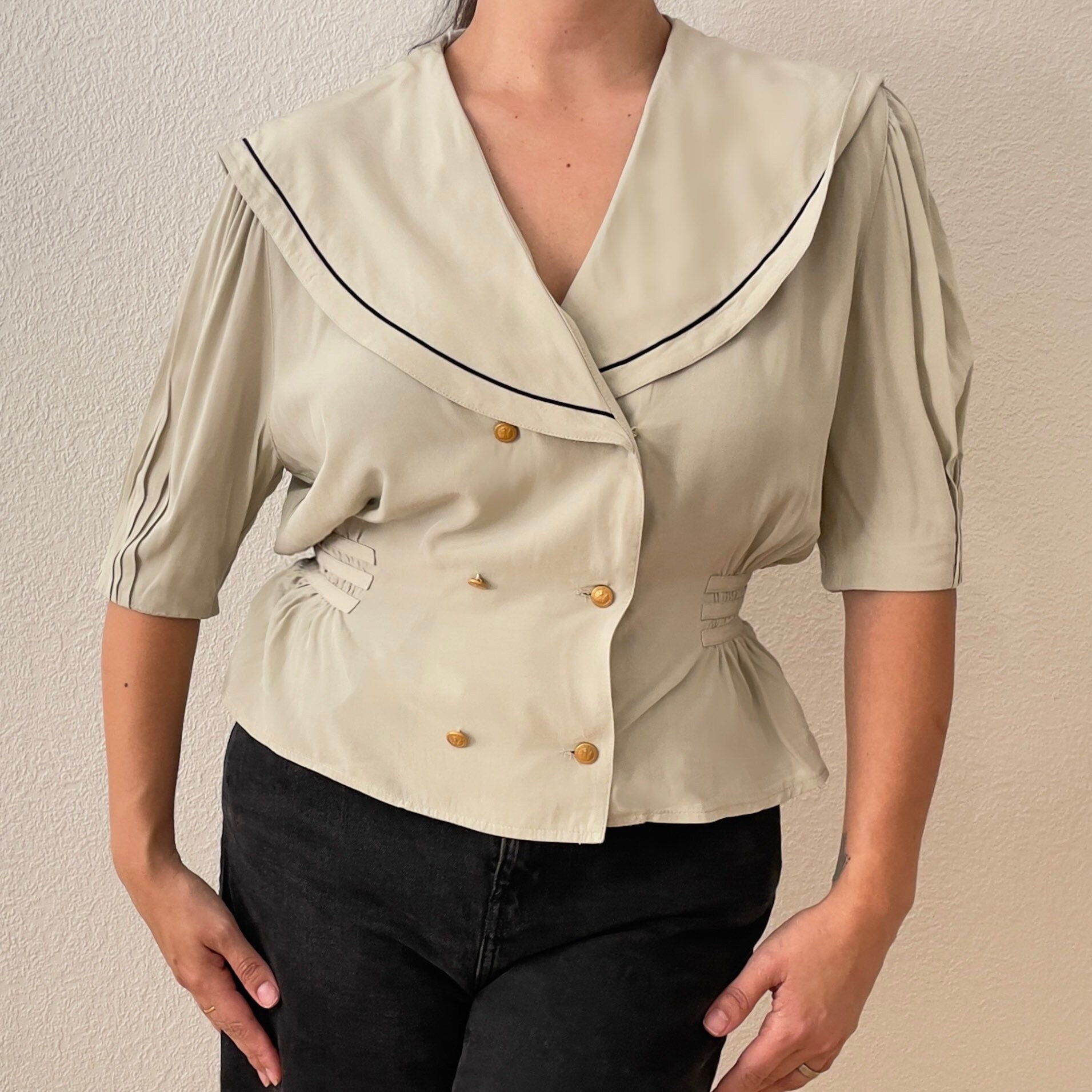 Vintage Sailor Flap Collar Blouse Ravens - Etsy