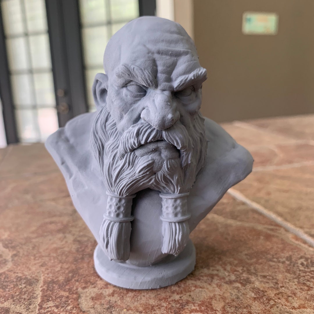 Dwarf Barbarian Bust, Printed in UV Resin and Primed, 50mm, 75mm or ...