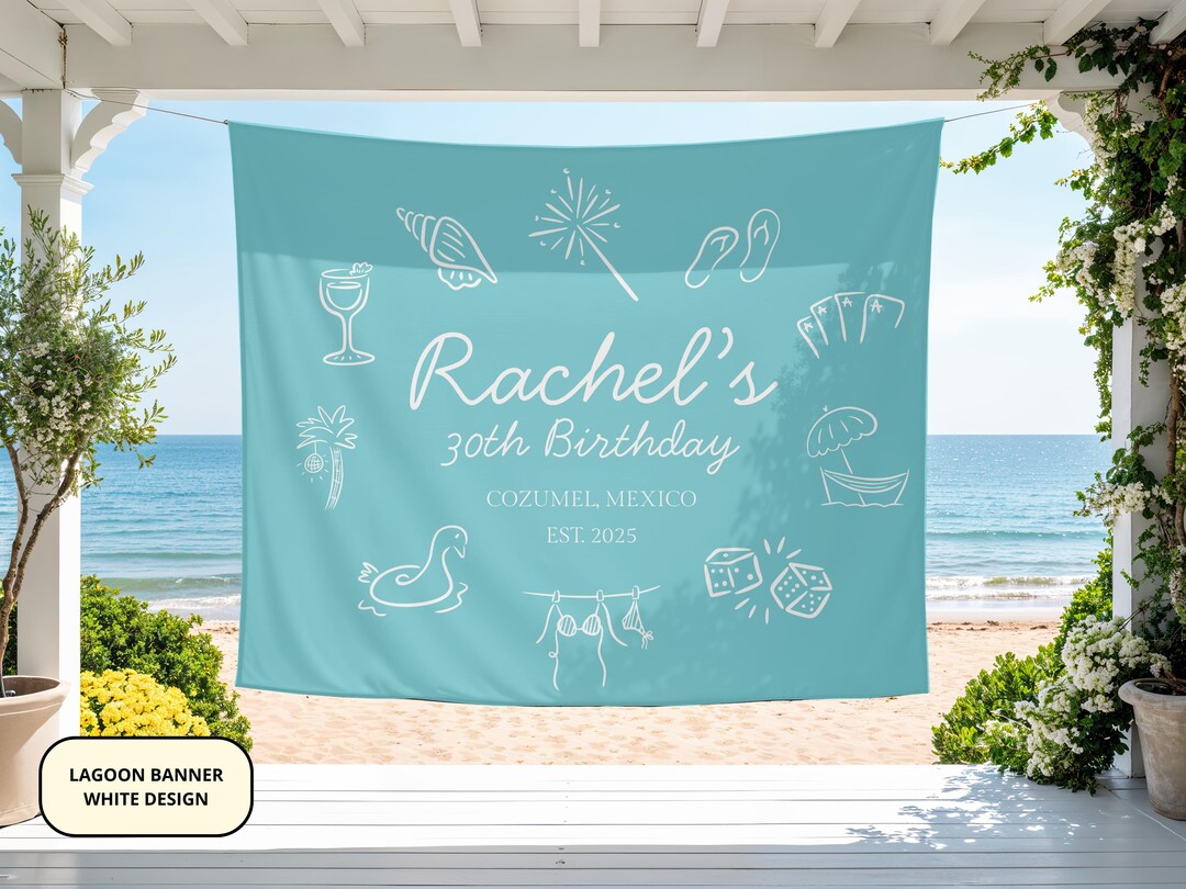 Custom Beach Birthday Party Decor, Personalized 30th 40th 50th Birthday ...