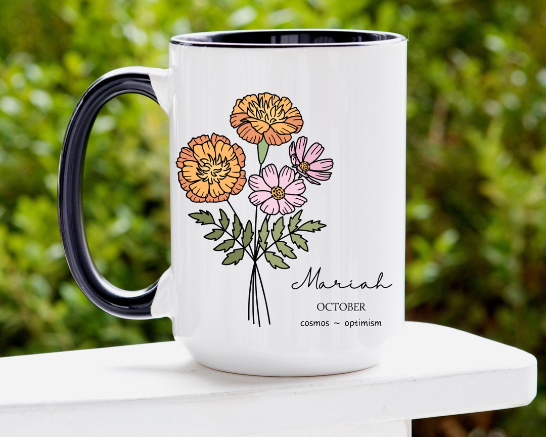 Custom Birth Month Flower Mug, Personalized Birth Month Flower Mug ...