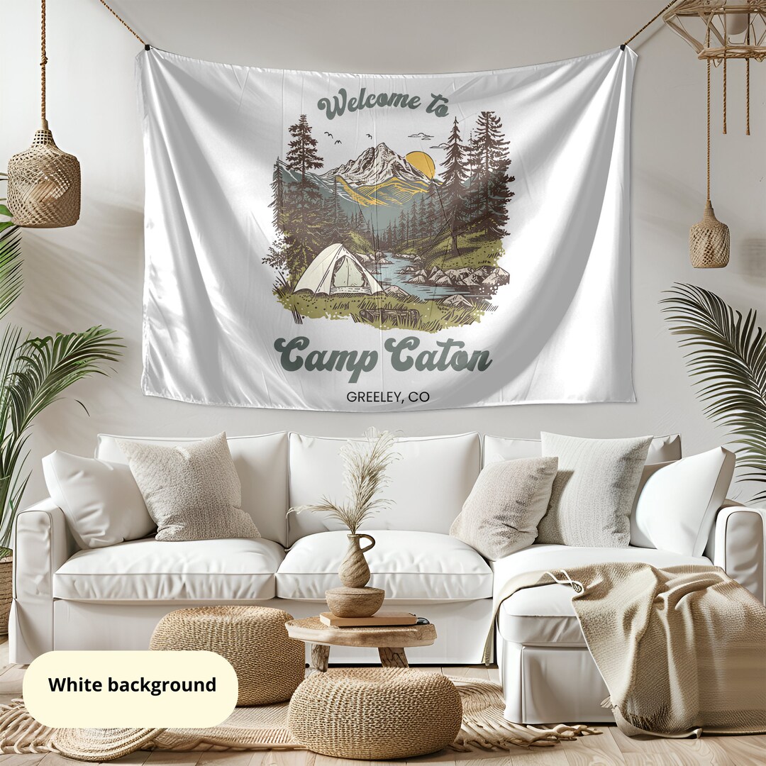 Vintage Camp Bach Flag, Personalized Retro Camping Bachelorette Banner ...