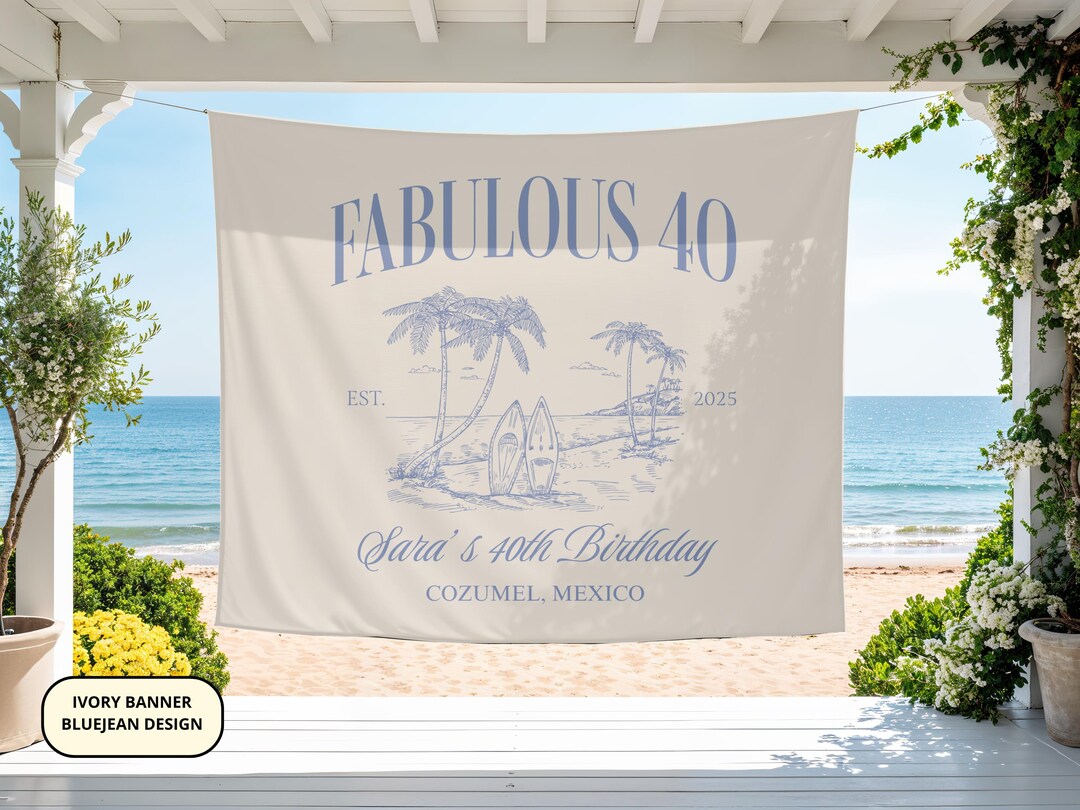 Custom Beach Birthday Party Decor, Personalized 30th 40th 50th Birthday ...