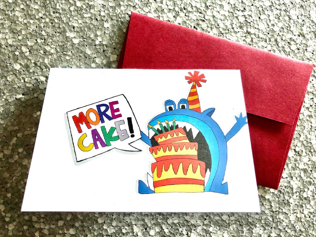 Birthday Cake Monster Greeting Card for Kids, Fun - Etsy