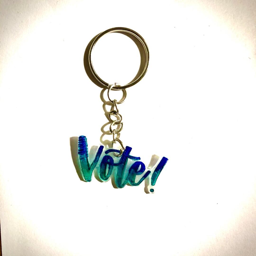 Handmade Vote Keychain Variety of Colors, Cursive or Block Letters ...