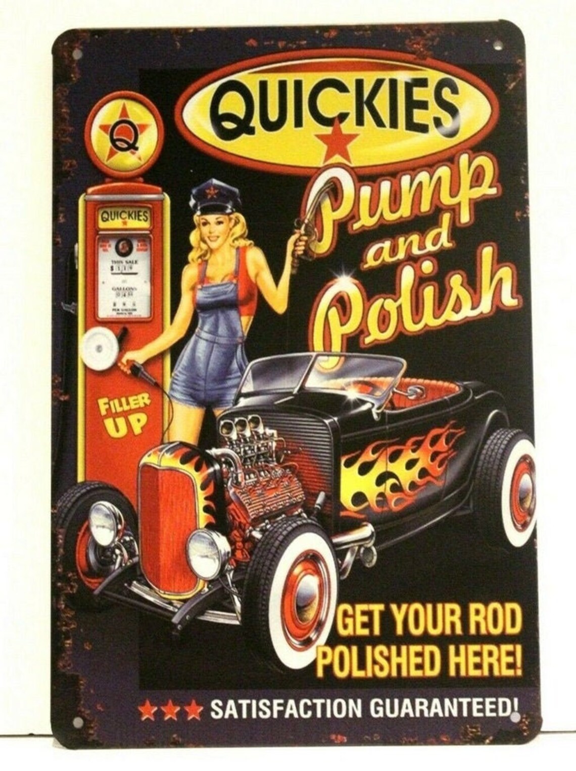Quickies Sexy Pinup Girl Tin Sign Poster Vintage Style Man Etsy