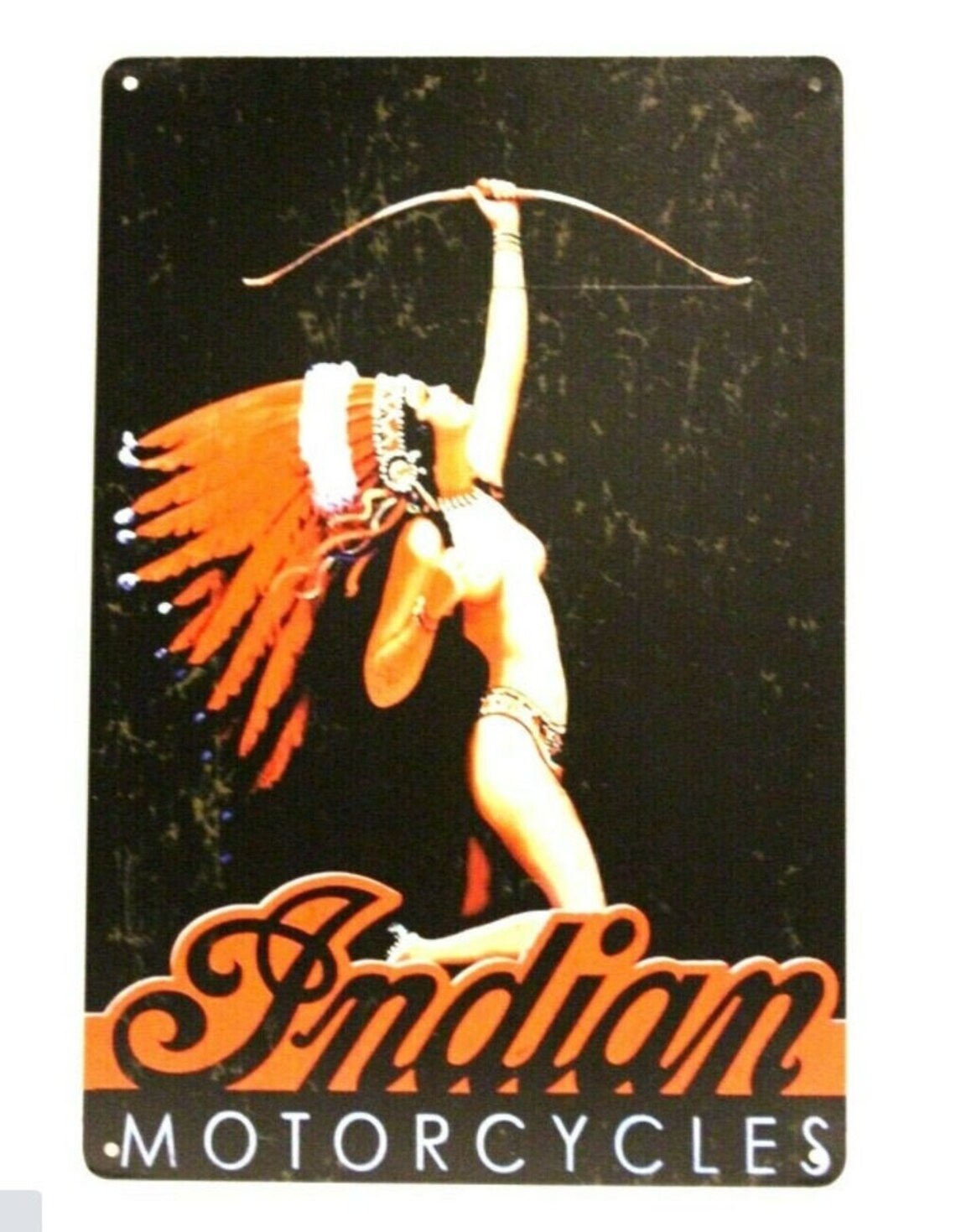 Indian Motorcycles Pinup Girl Chief Tin Metal Sign Vintage Etsy