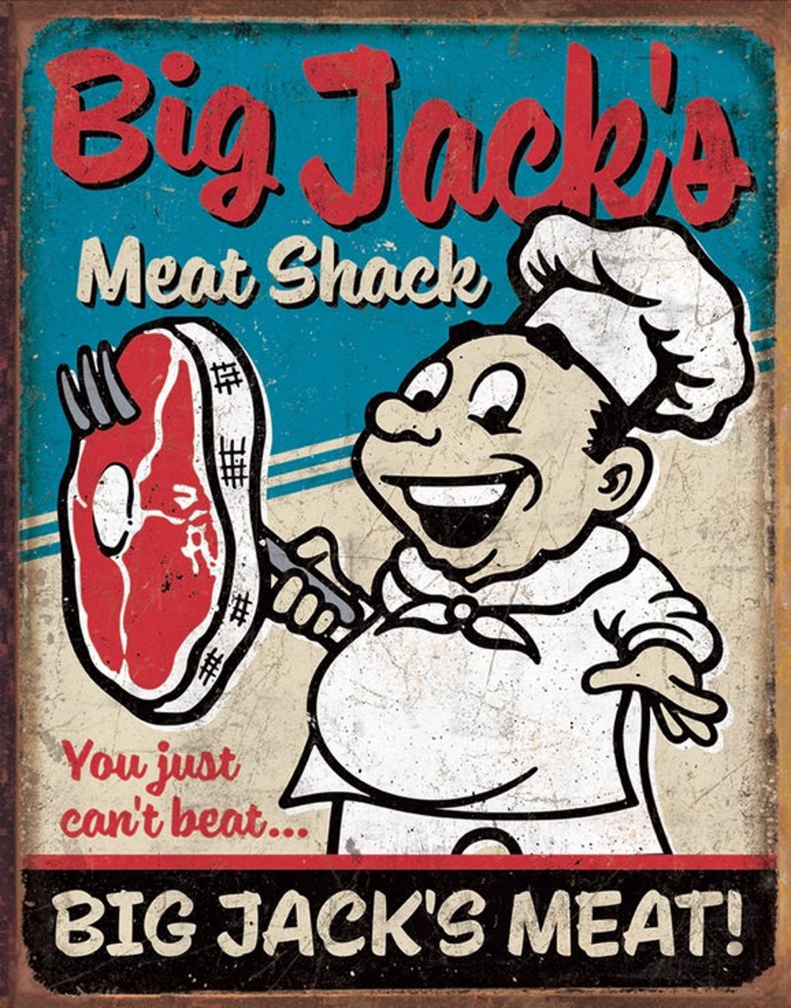 Vintage Metal Food Sign Bluffing Big Jack's Meat Shack | Etsy
