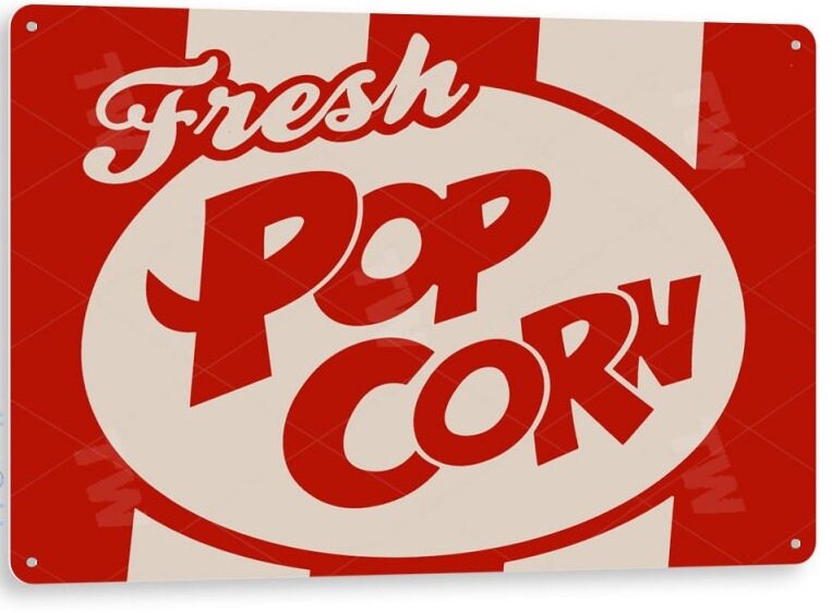 Fresh Popcorn Sign Tin Metal Poster Sign Bar Man Cave Vintage | Etsy