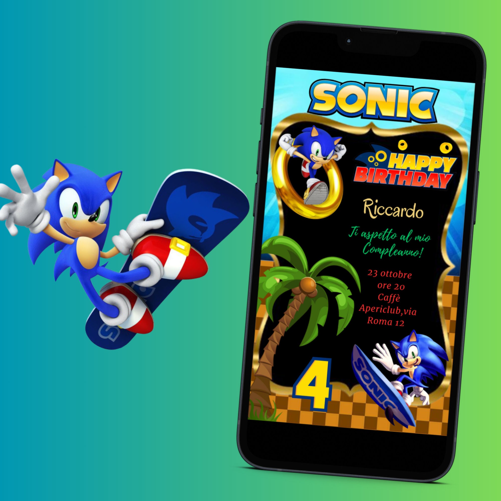 Sonic Invitation, Sonic Digital Invitation, Sonic Birthday Invitation ...