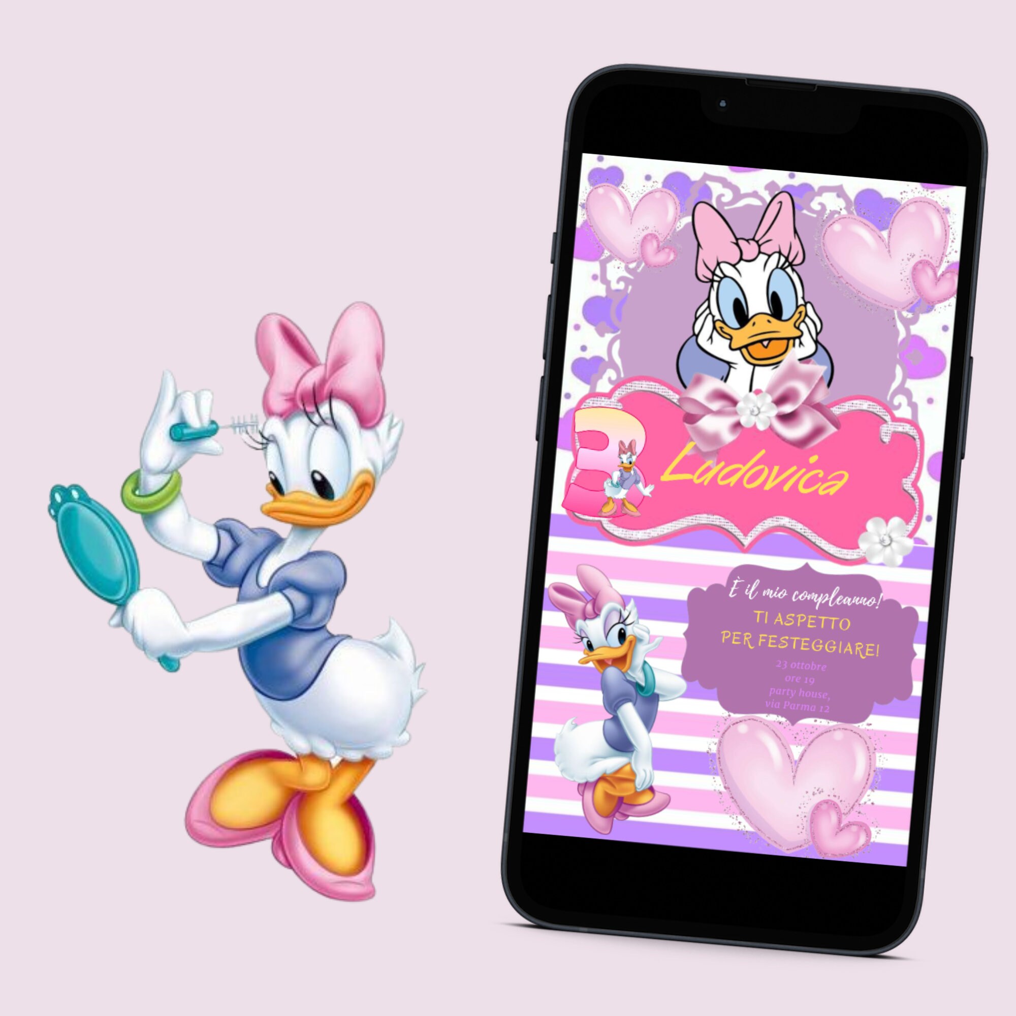 Daisy Duck Digital Invitation, Daisy Duck Invitation, Daisy Duck ...