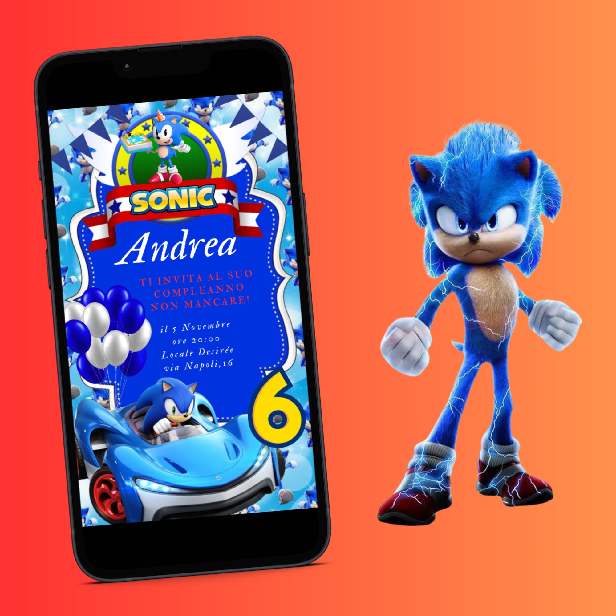 Sonic Invitation, Sonic Digital Invitation, Sonic Birthday Invitation ...