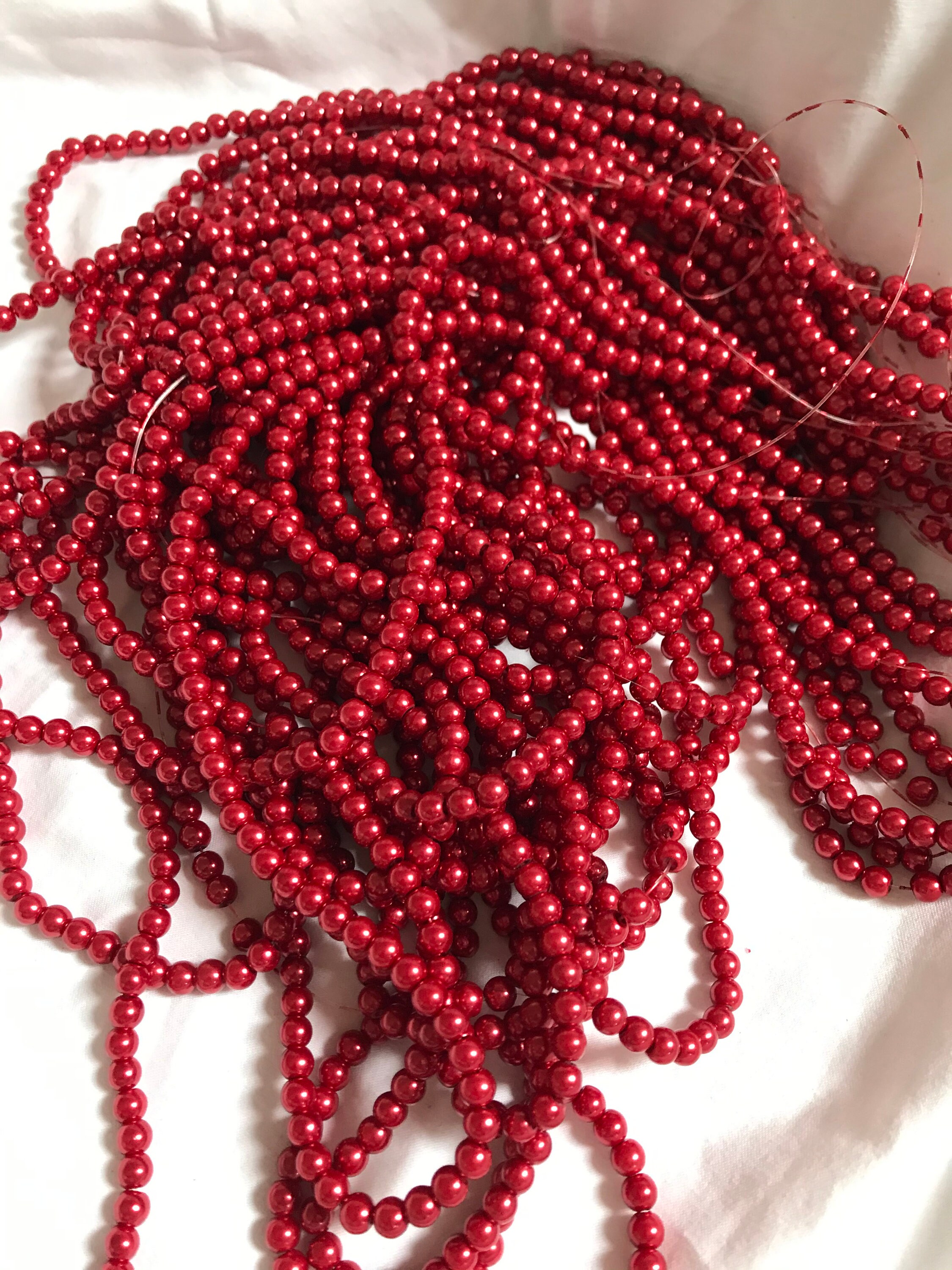 Red Glass Pearl for Jewellery Making and Crafts - Necklace, Bracelet or ...