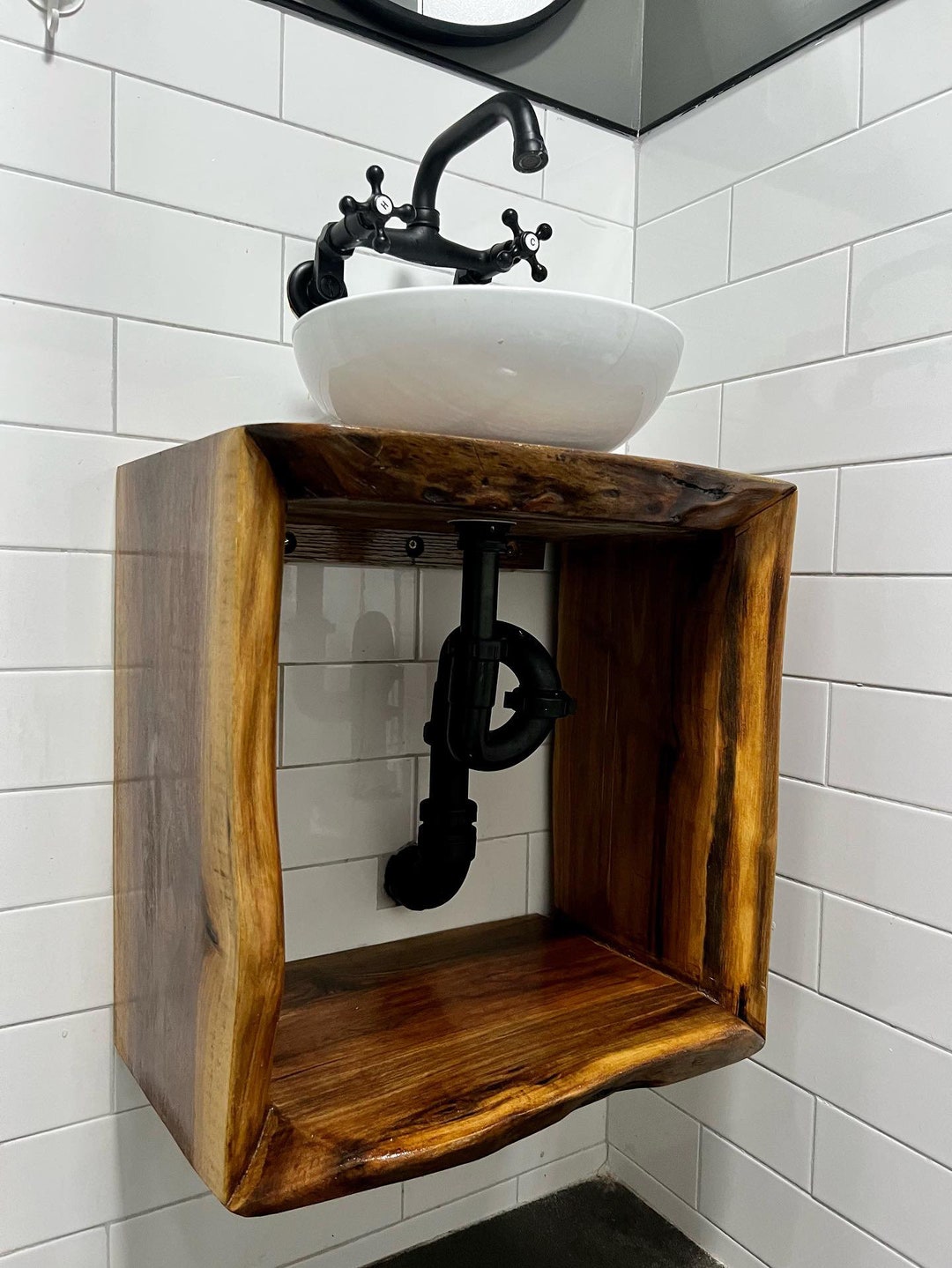 Live Edge Bathroom Vanity , Black Walnut,solid Wood sink is Not ...