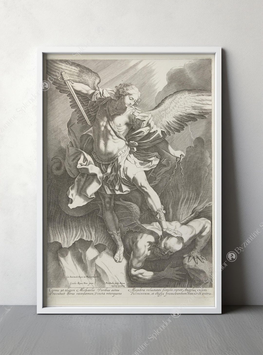 Archangel Michael Baroque Print, 17th Century Engraving - Etsy