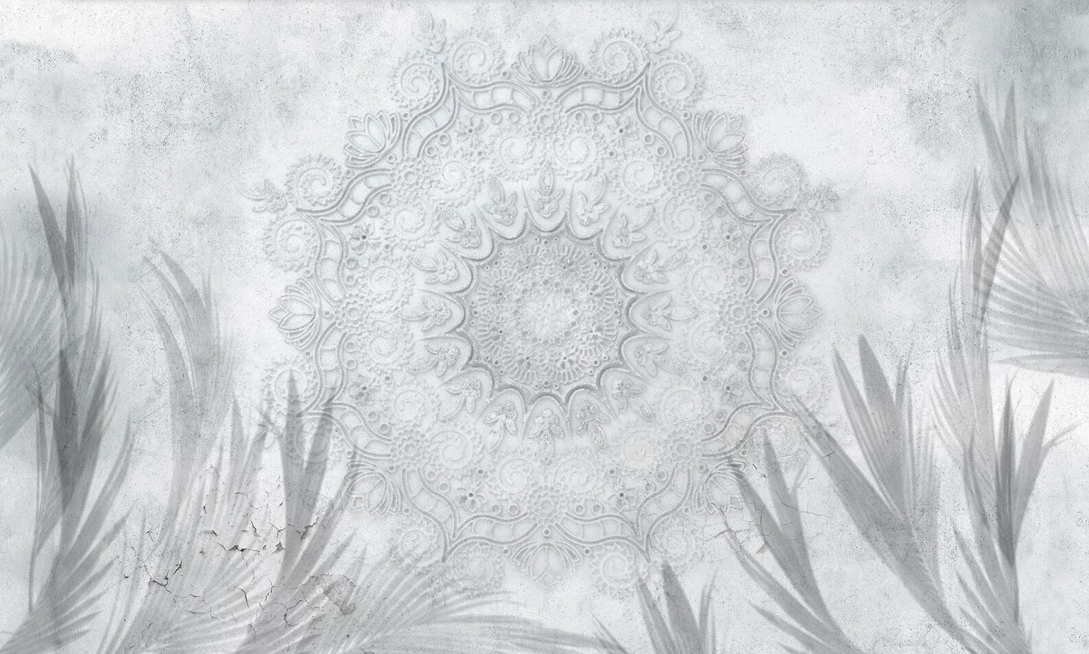 Mandala Wallpaper. Marble Mandala Mural in Gray Colour With | Etsy