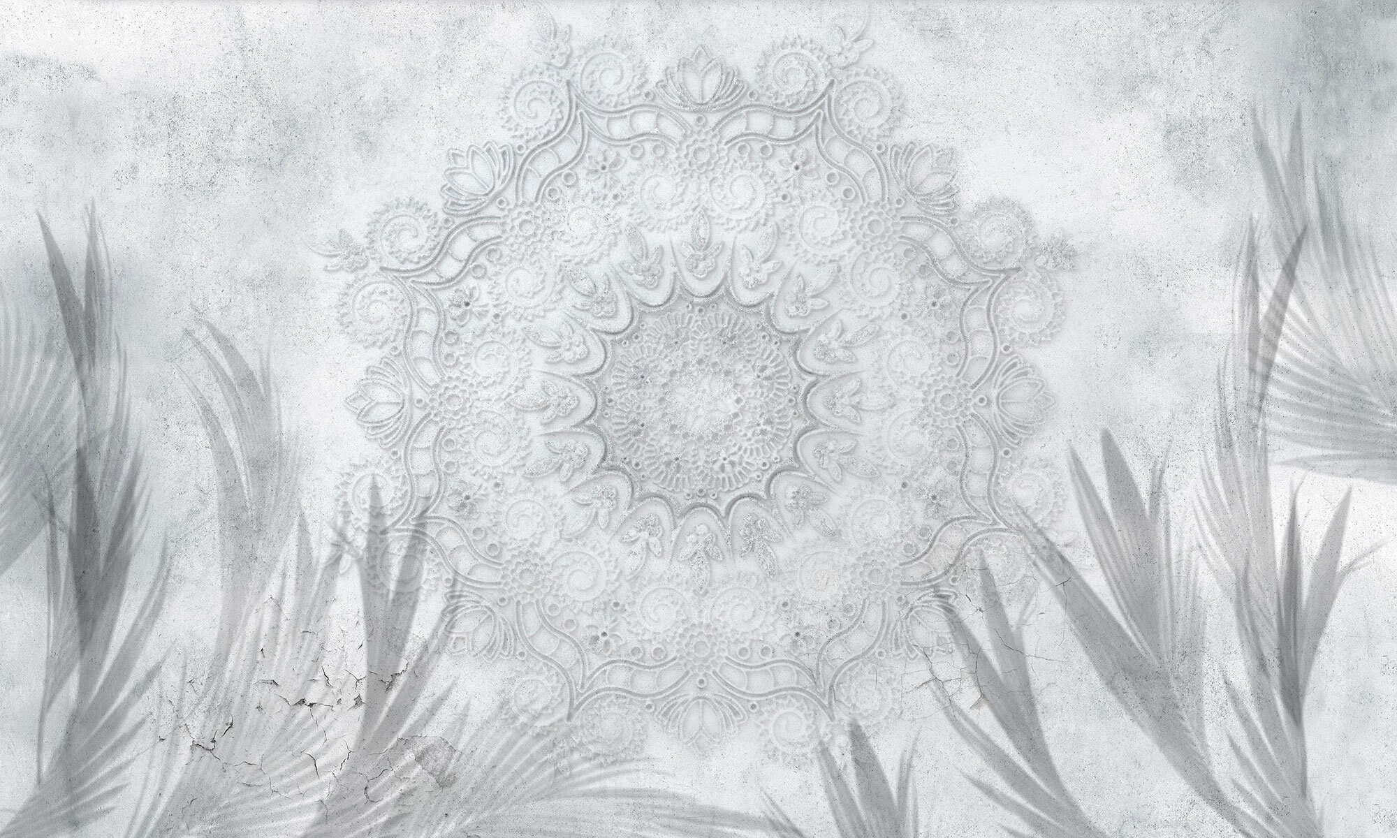 Mandala Wallpaper. Marble Mandala Mural in Gray Colour With - Etsy