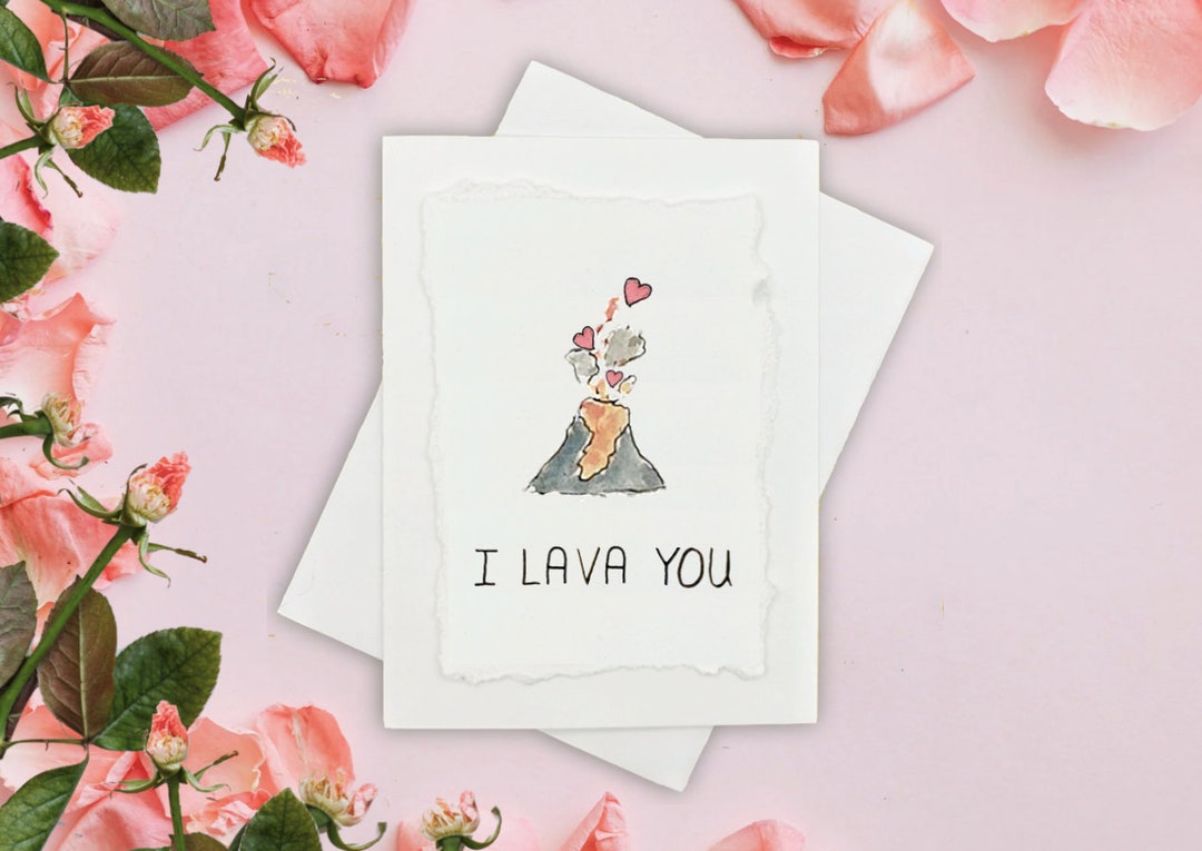 I Lava You Valentine's Day Card - Hand-painted Watercolor - Etsy