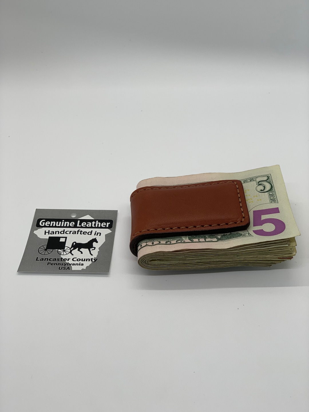 Magnetic Leather Money Clip W/ Super Strong Magnet, Handcrafted With ...