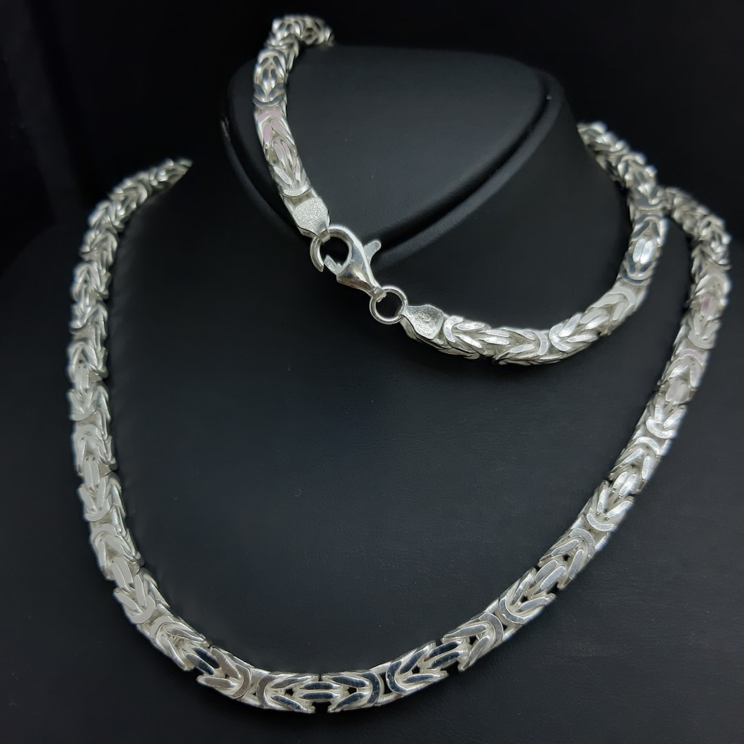 Square Byzantine Chain ,solid Silver 925 Sterling Silver, 5 MM Unisex ...