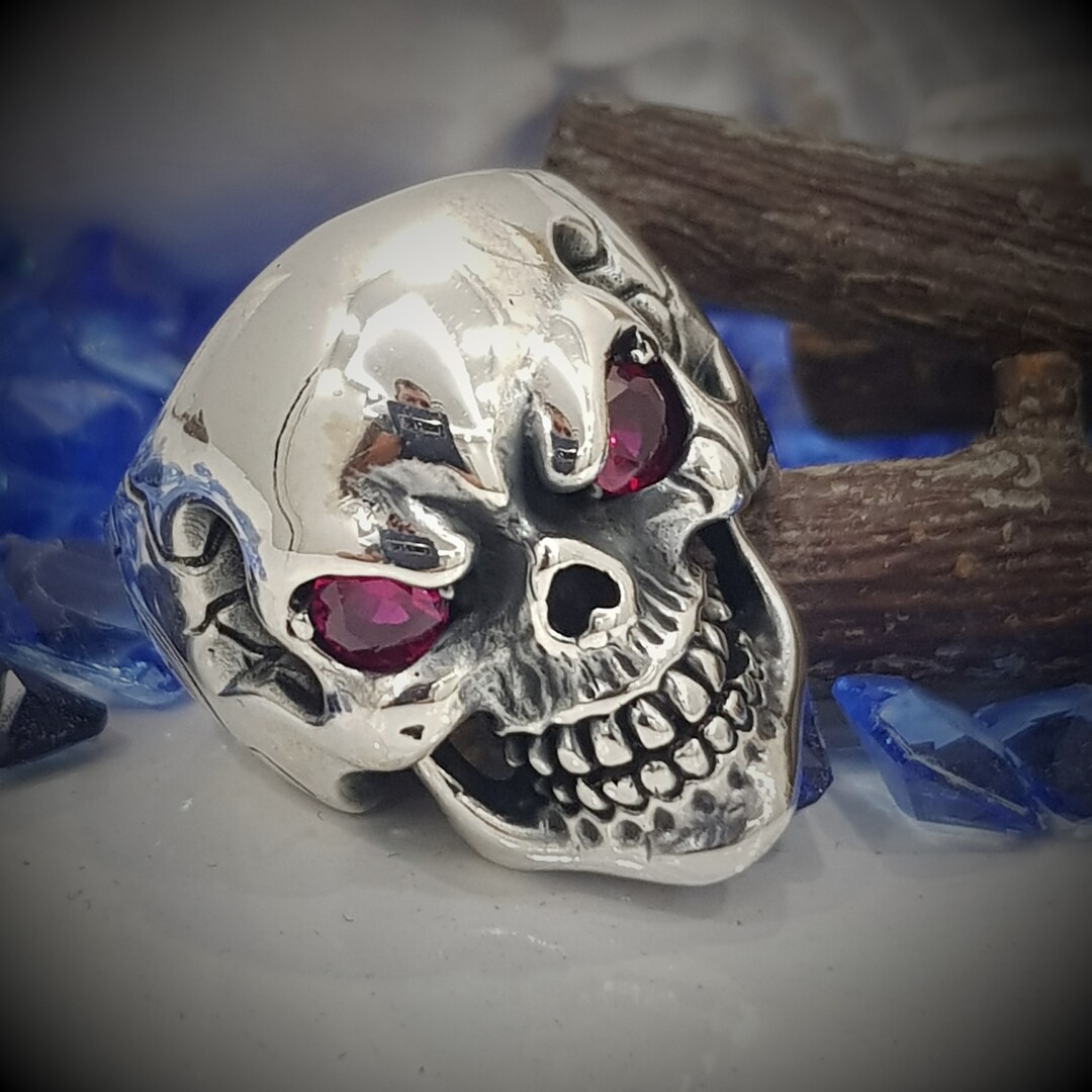 Skull Head Ring for Men Ruby Eye Skull Ring Gothic Red Eye - Etsy