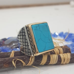 Turkish Handmade Genuine Turquoise Gemstone Mens's 925 - Etsy