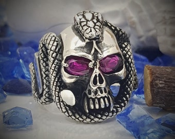 Ruby Eye Skull Ring - Etsy