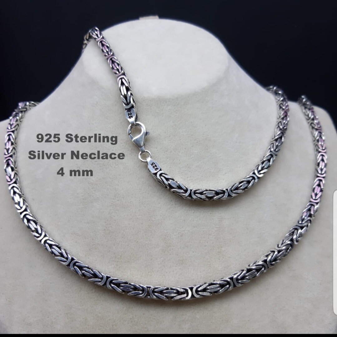 4.0mm Byzantine Chain, Bali Byzantine Necklace, Men Silver Chain ...
