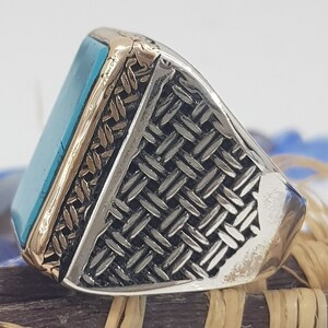 Turkish Handmade Genuine Turquoise Gemstone Mens's 925 - Etsy
