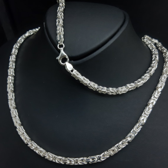 Square Byzantine Chain Solid Silver 925 Sterling 4.00 MM | Etsy