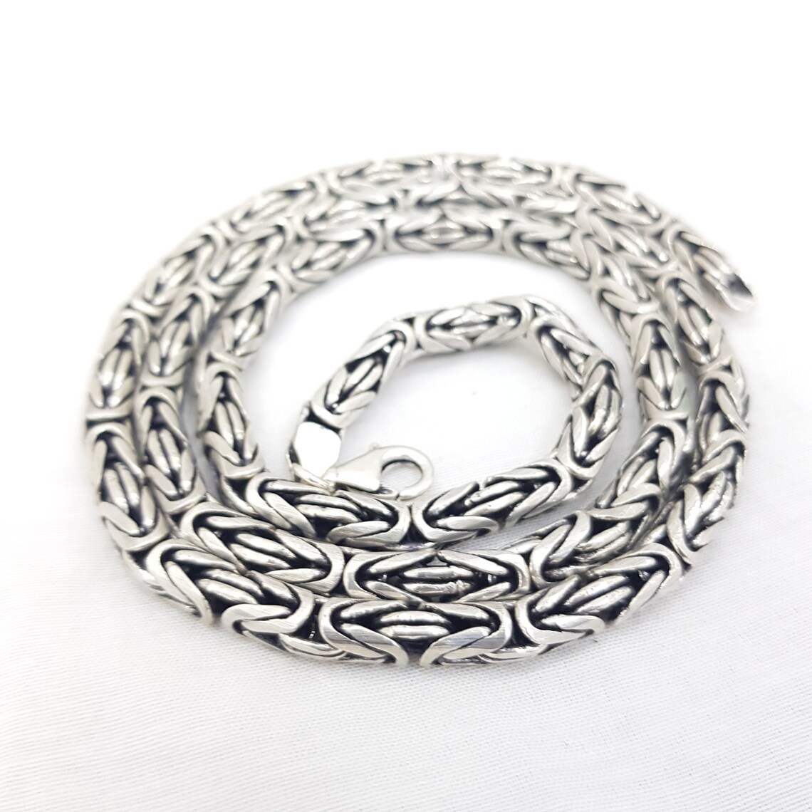 Bali Byzantine Chain Necklace 925 Sterling Silver 4.2 mm Man | Etsy