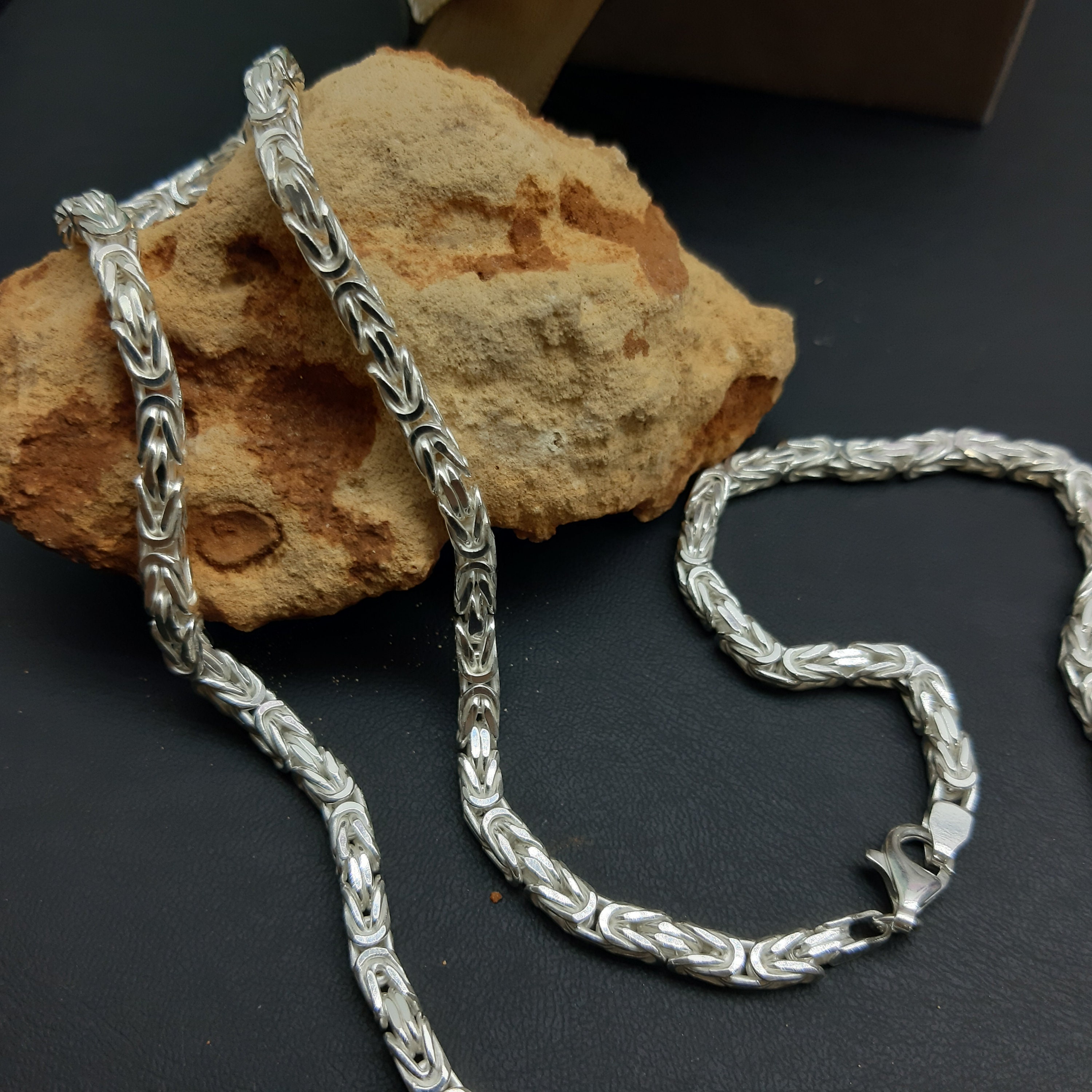 Square Byzantine Chain Solid Silver 925 Sterling 4.00 MM - Etsy