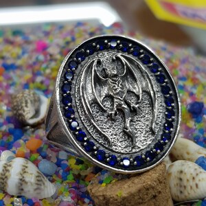 Holywood Vampires Ring Johnny Sterling Silver Ring Dark Sapphire ...