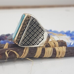 Turkish Handmade Genuine Turquoise Gemstone Mens's 925 - Etsy