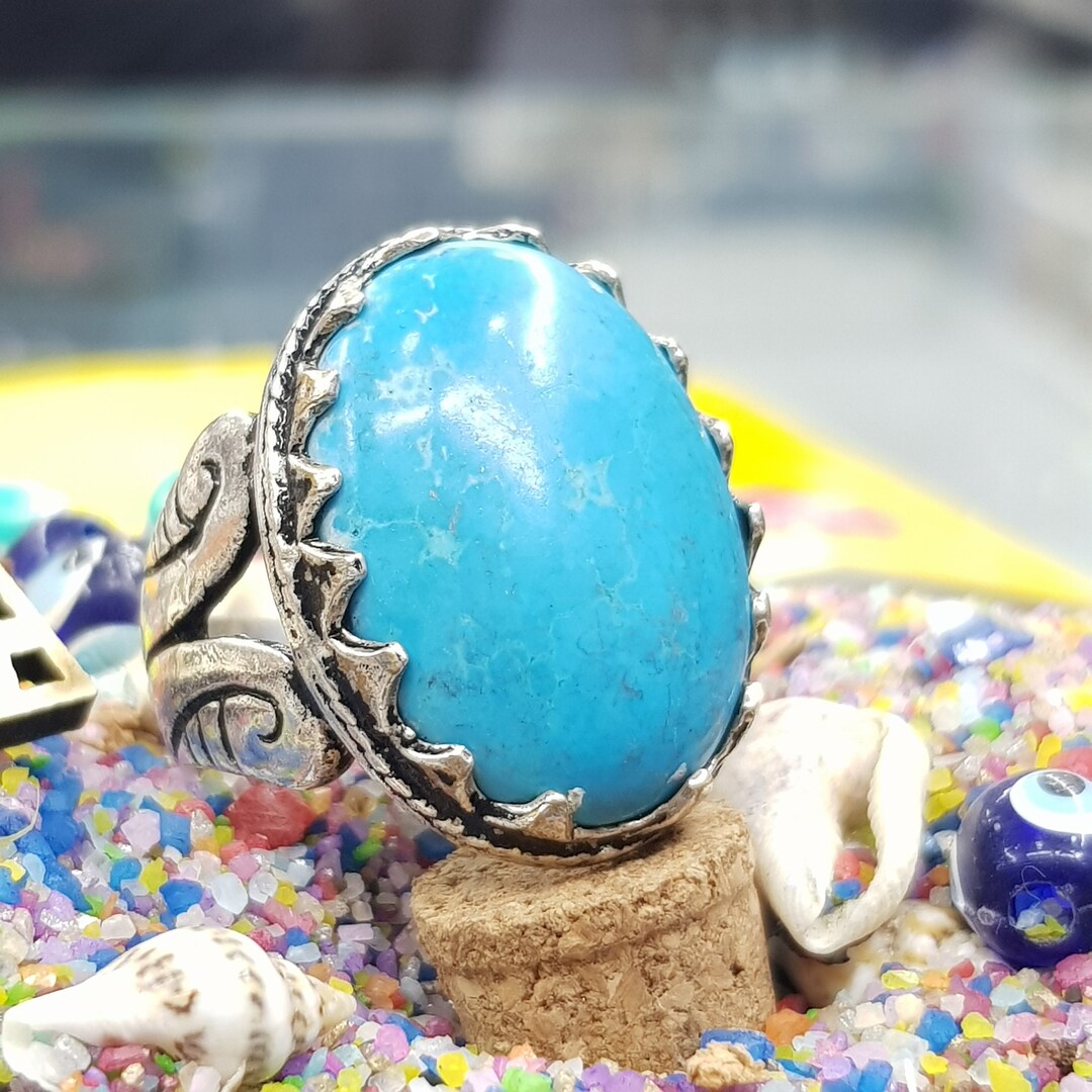 Turkish Handmade Genuine Turquoise Gemstone Mens's 925 - Etsy