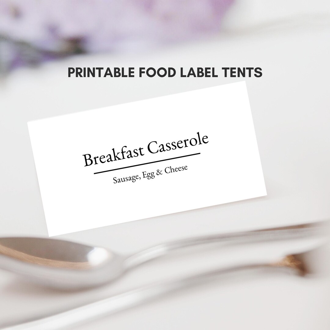 Simple Classic Food Labels: Editable Tent Cards (digital Download) - Etsy