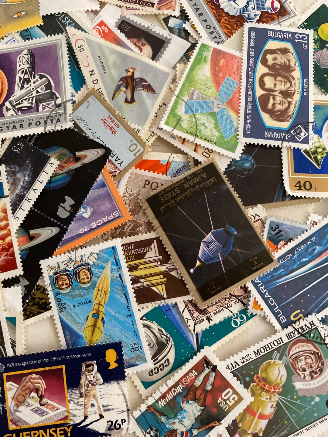 OUTER SPACE Used Postage Stamps. Crafting, Collecting, Junk, Decoupage ...