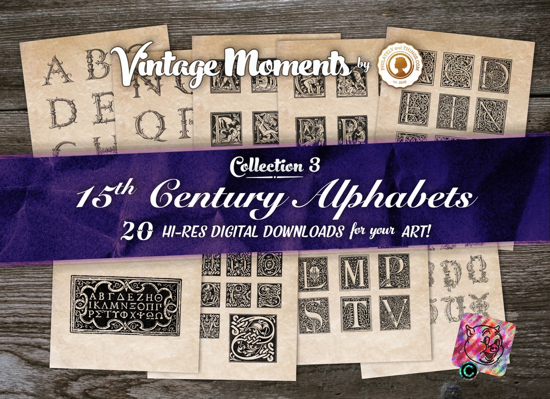 15th Century Alphabets Digital Download Printable Scrapbook Ephemera ...